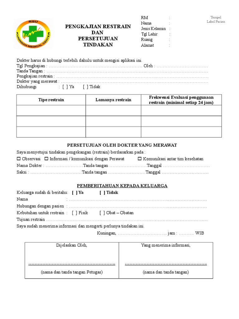 Form Edukasi Restraint | PDF