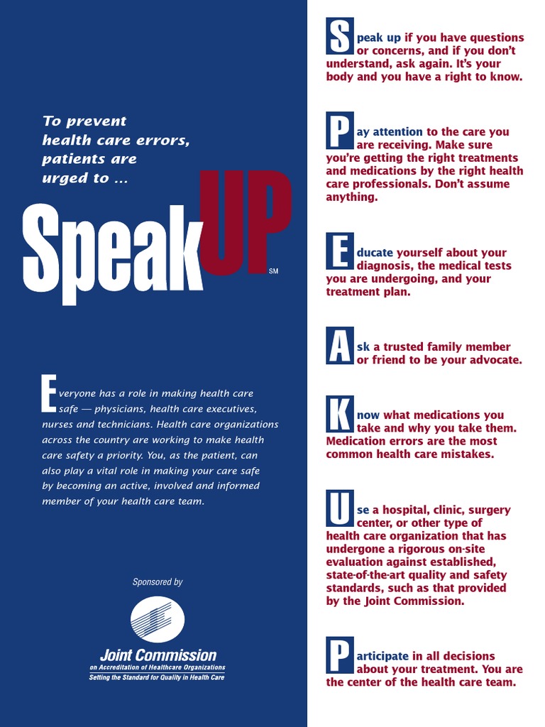 SpeakUp Poster | Medical Error | Patient | Free 30-day Trial | Scribd