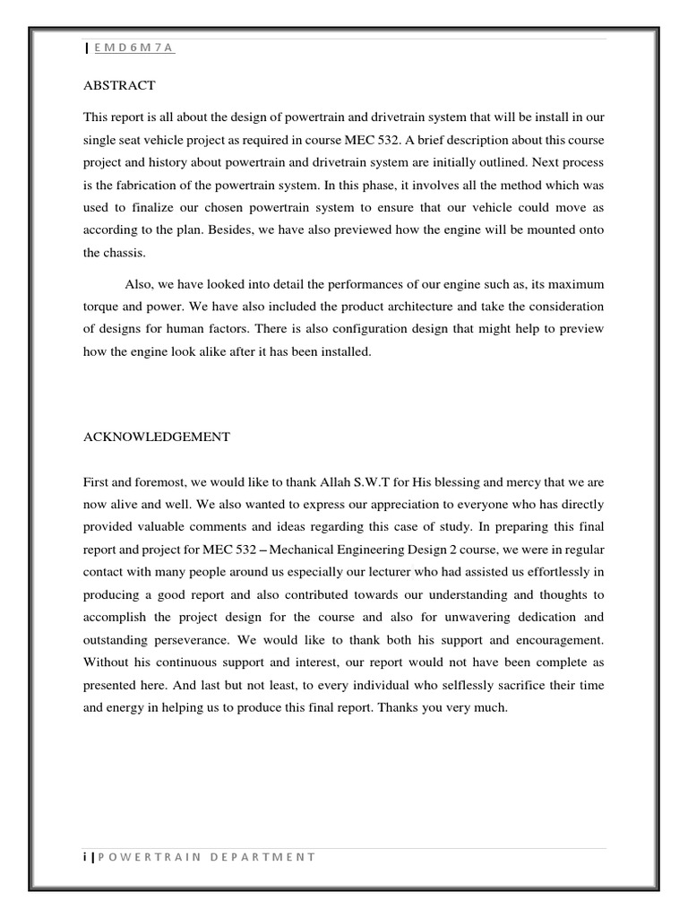 Abstract Acknowledgement Table of Contents | PDF | Mechanical Engineering | Manufactured Goods
