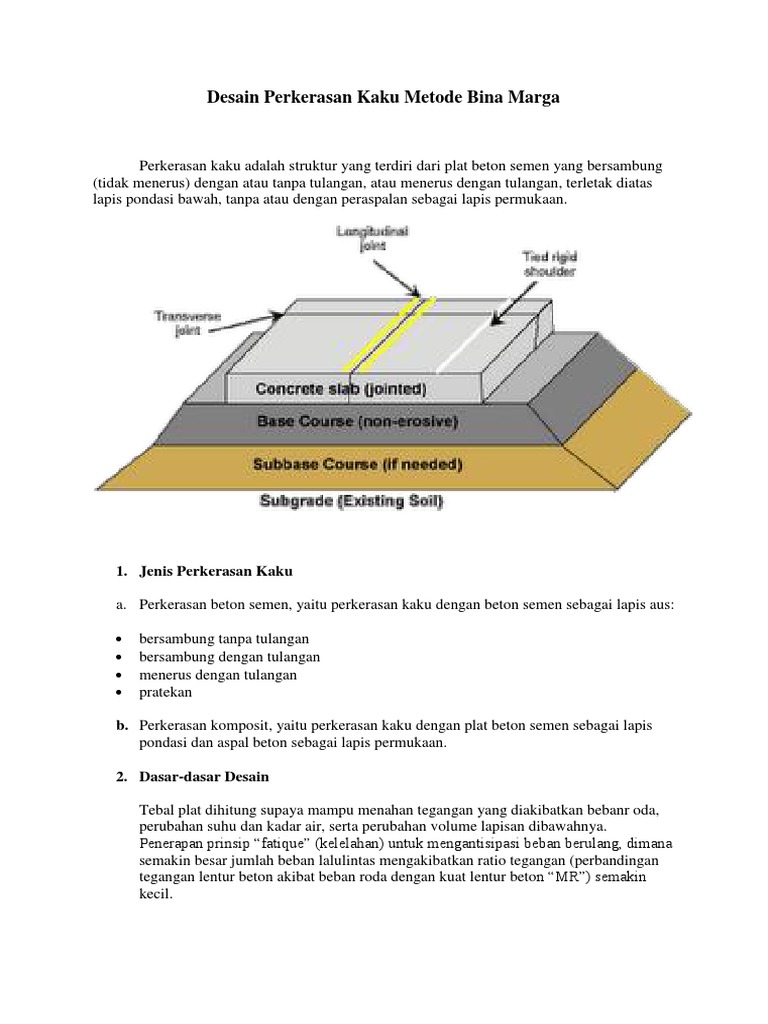 Bahan 1 Desain Perkerasan Kaku Metode Bina Marga | PDF