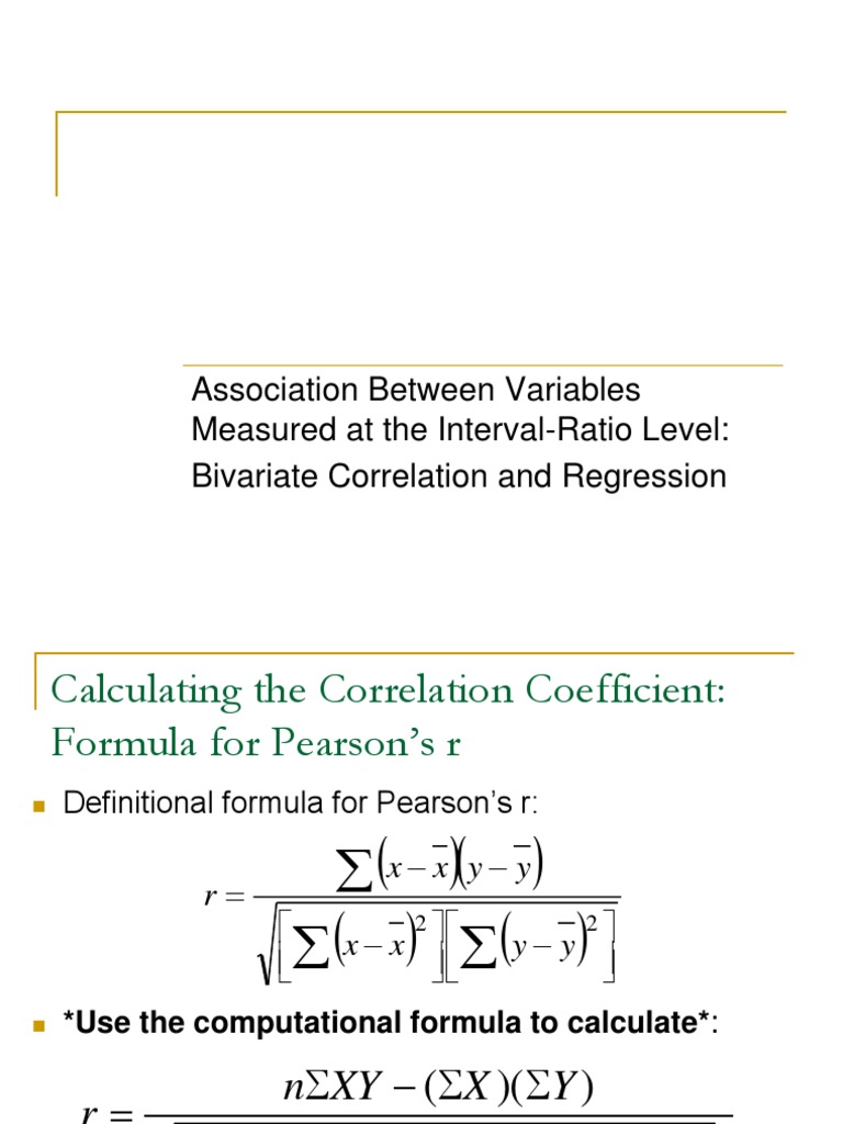 Association Between Variables Measured at The Interval-Ratio Level: Bivariate Correlation and ...