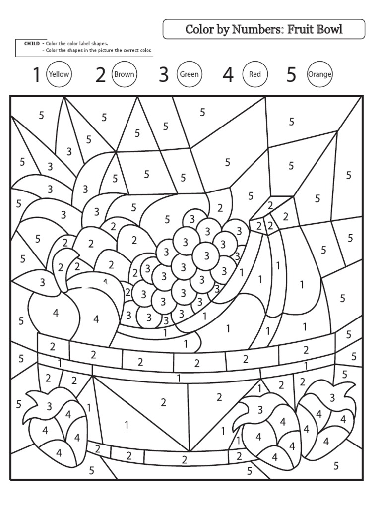 Fruit Bowl Color by Number Worksheet | PDF