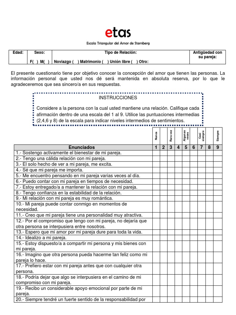 Escala ETAS | PDF | Amor | Sicología