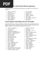 French Physical Appearances & Descriptions (Complete List) | PDF ...