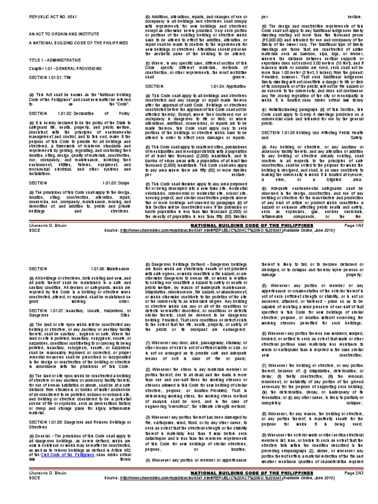 Building Code of The Philippines | PDF | Wall | Plaster