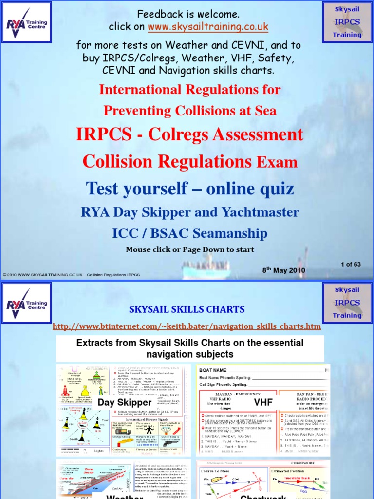 IRPCS - Colregs Assessment Collision Regulations: Test Yourself ...