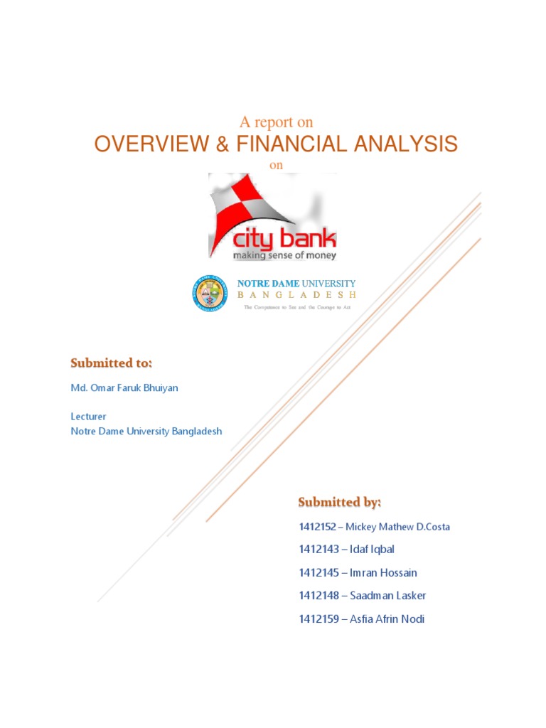 City Bank Financial Analysis Report | PDF | Leverage (Finance) | Market ...