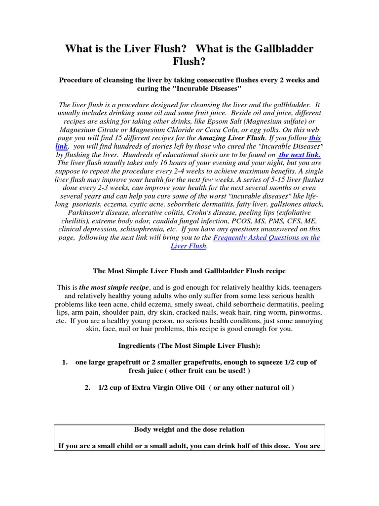 Liver and Gallbladder Flush Guide | PDF | Gallbladder | Organ (Anatomy)