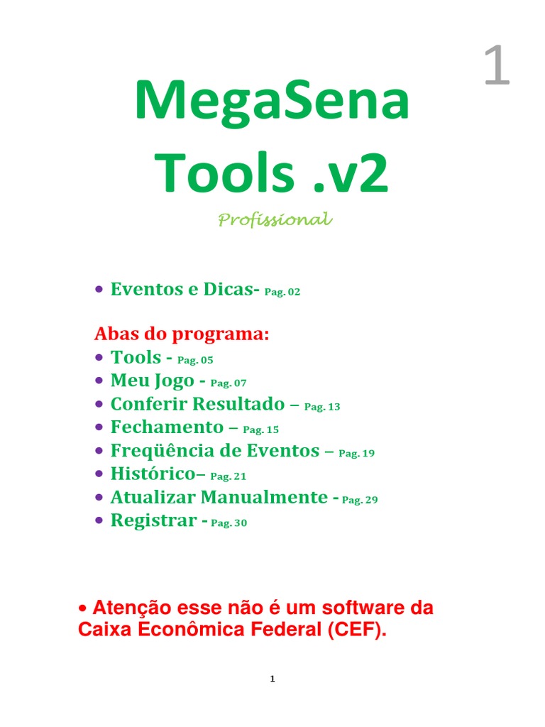 Manual MegaSena Tools v2 Profissional PDF | PDF | Computação e ...