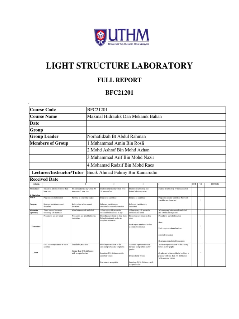 Span Deflection Report Uthm | PDF | Beam (Structure) | Bending