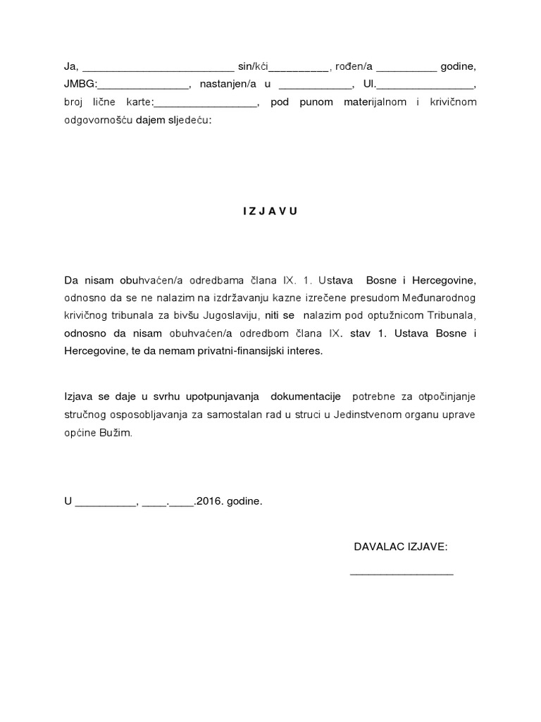 Izjava | PDF