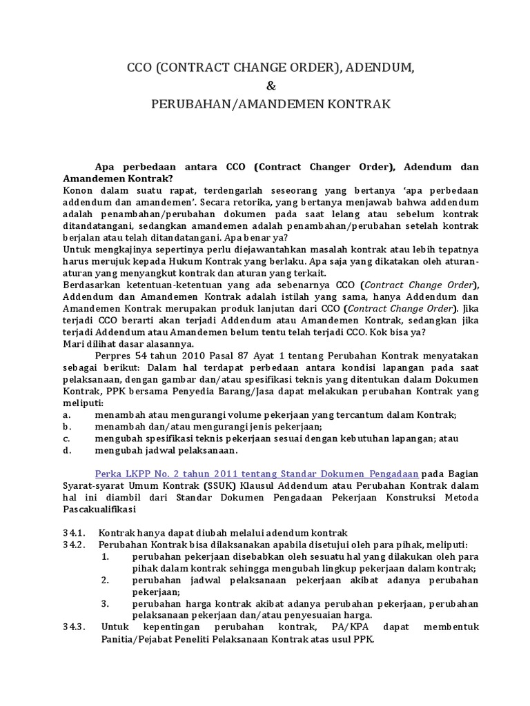 Addendum Dalam Pekerjaan Proyek | PDF
