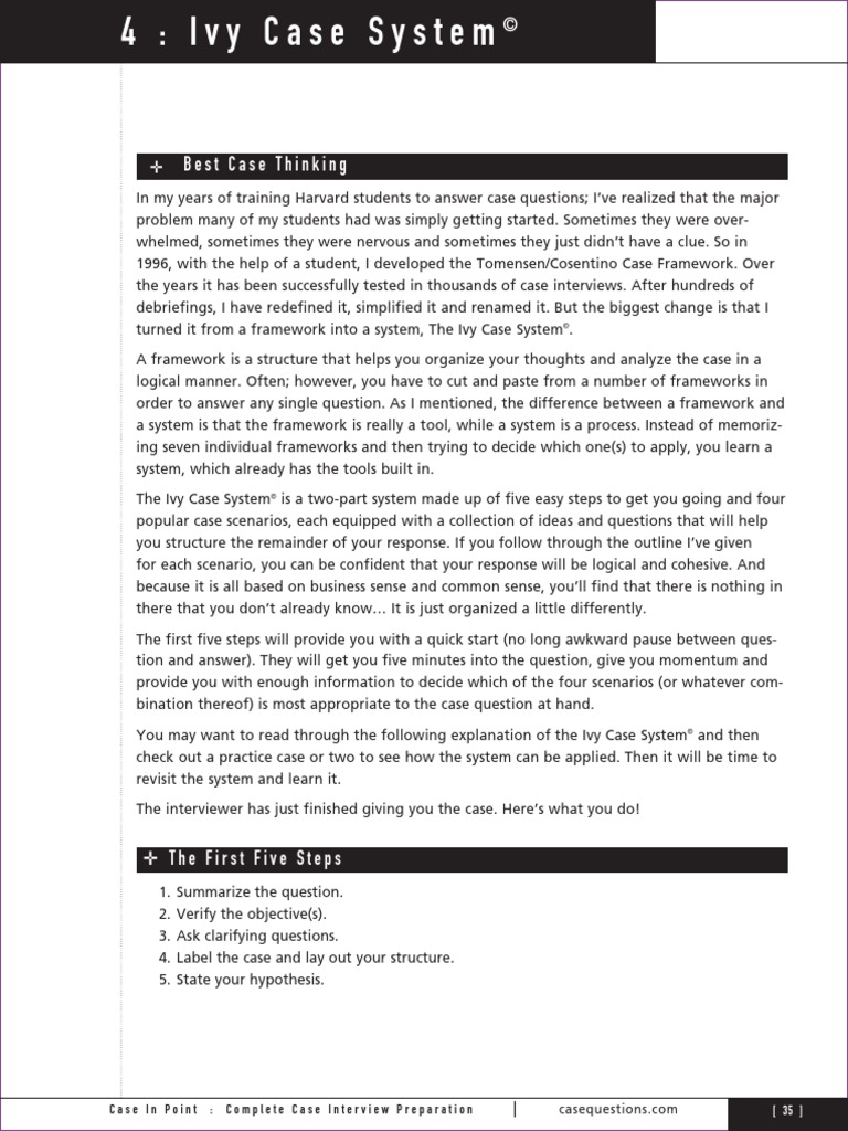 Ivy Case System: Interview Prep Guide | PDF | Mergers And Acquisitions ...