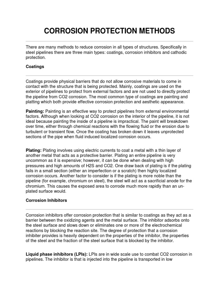 Corrosion Protection Methods | Download Free PDF | Corrosion | Anode