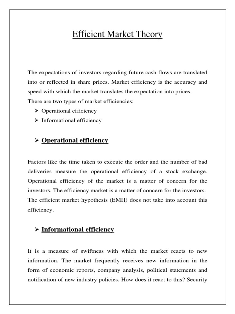 Efficient Market Theory | Download Free PDF | Efficient Market ...