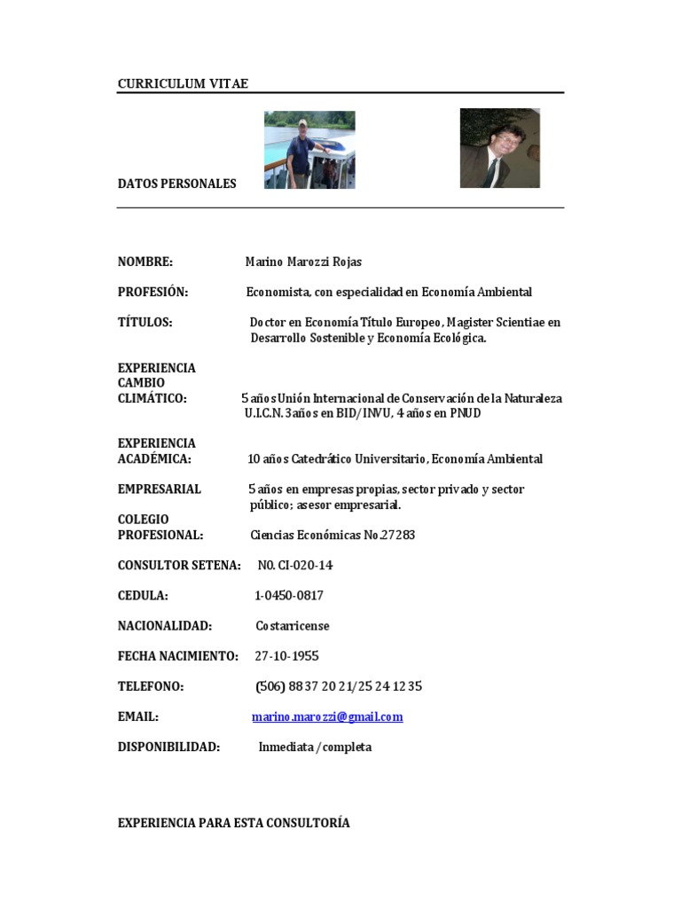 Curriculum Vitae Dr. Marino Marozzi R. 2017 | PDF | Costa Rica | Union ...