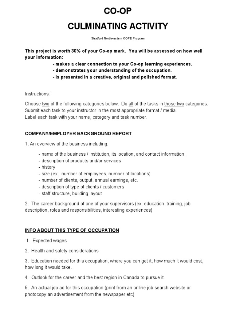 Culminating Activity | PDF