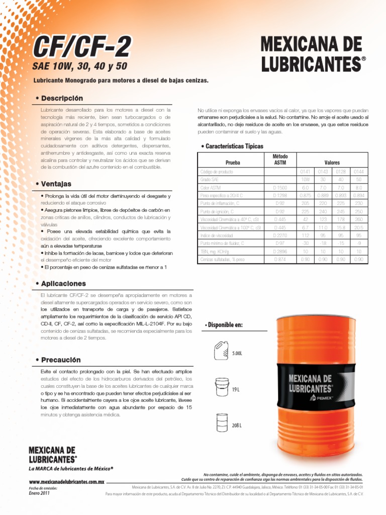 CF CF 2 | PDF | Lubricante | Motor diesel