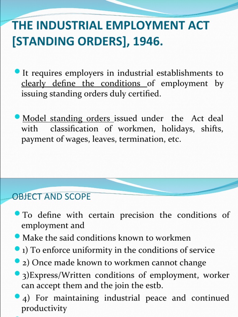 The Industrial Employment Act (STANDING ORDERS), 1946 | PDF ...