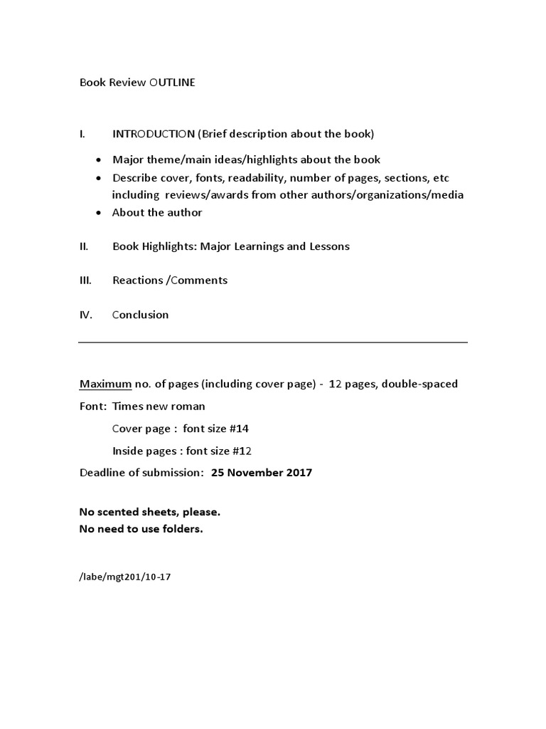 Book Review Outline | PDF