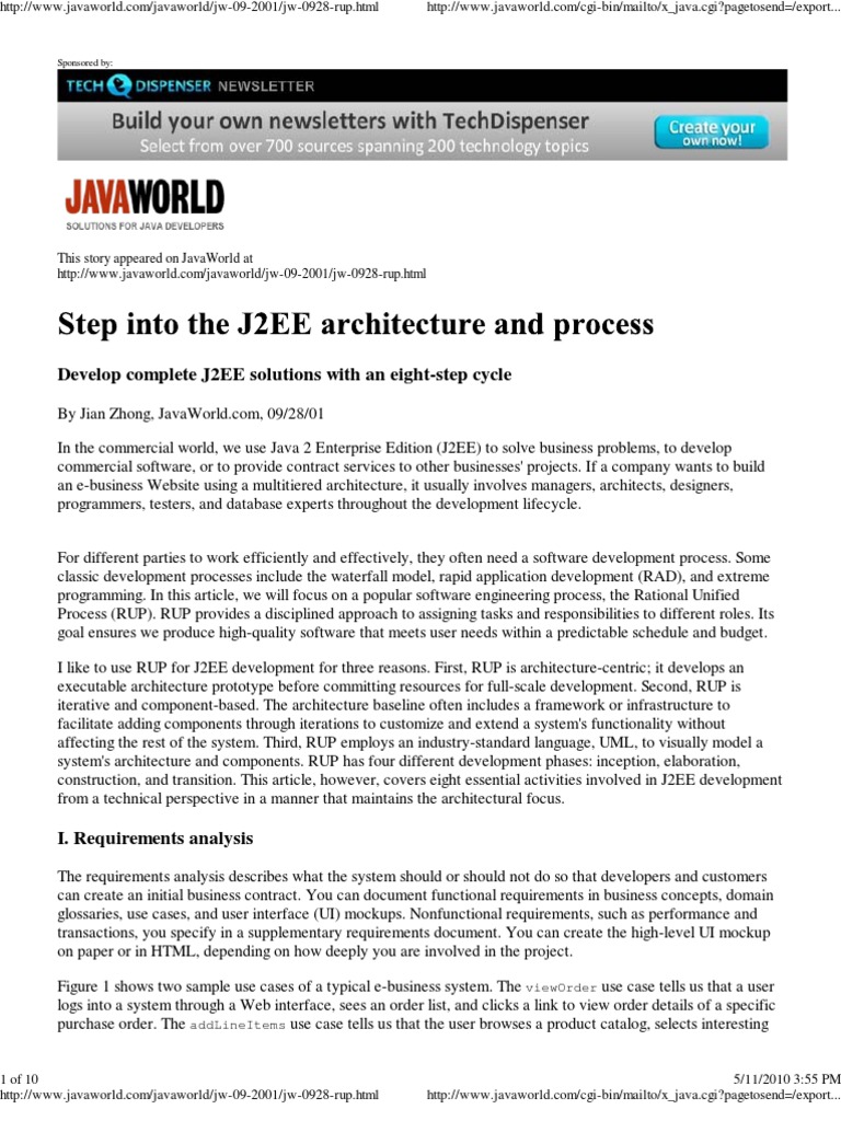 Develop Complete J2Ee Solutions With An Eight-Step Cycle: This Story Appeared On Javaworld at ...