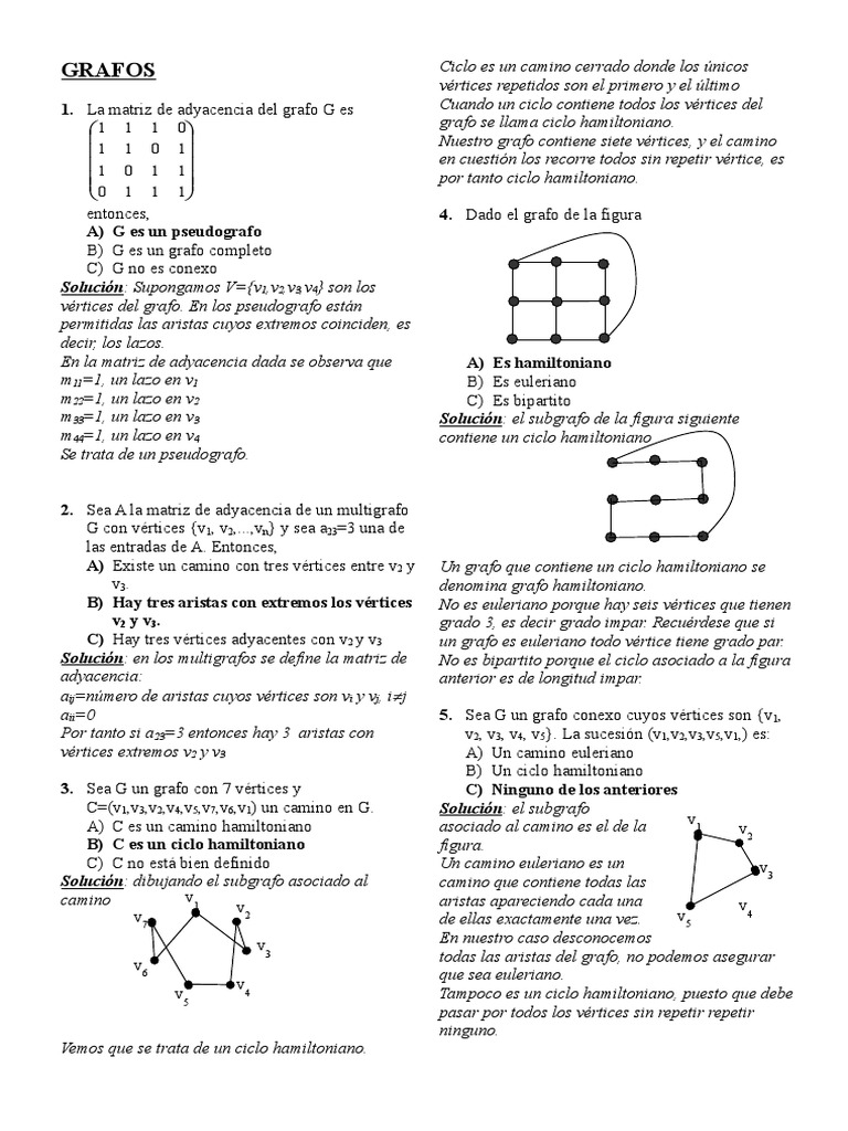 Grafos Resueltos | PDF | Vértice (teoría de grafos) | Teoría de grafos