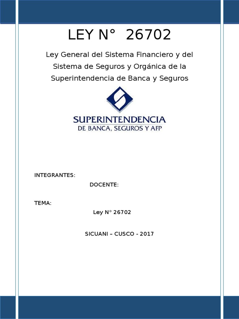 Ley N 26702 | PDF | Bancos | Seguro