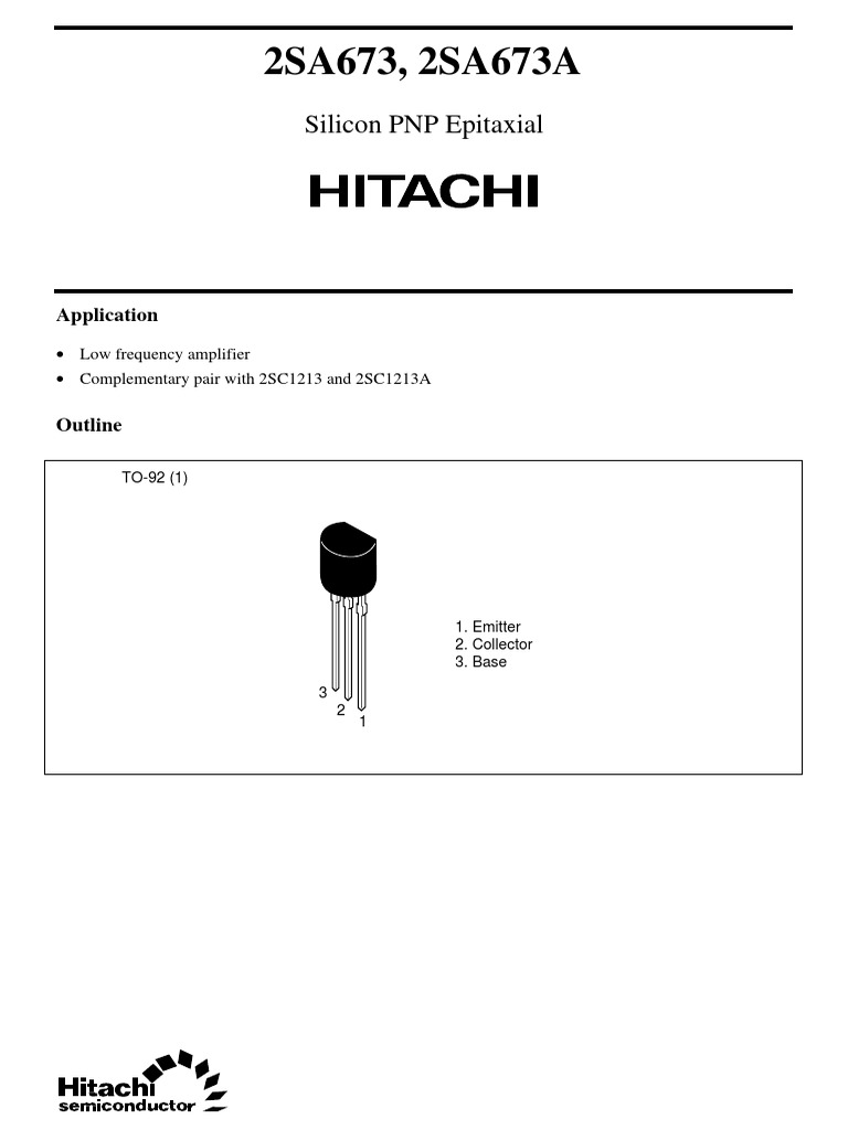 A673 Hitachi Semiconductor | PDF | Bipolar Junction Transistor | Electrical Components