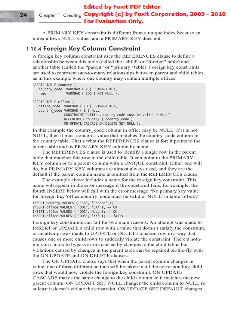 Defining Foreign Key Constraints and Their Impact on One-to-Many Relationships Between Tables ...
