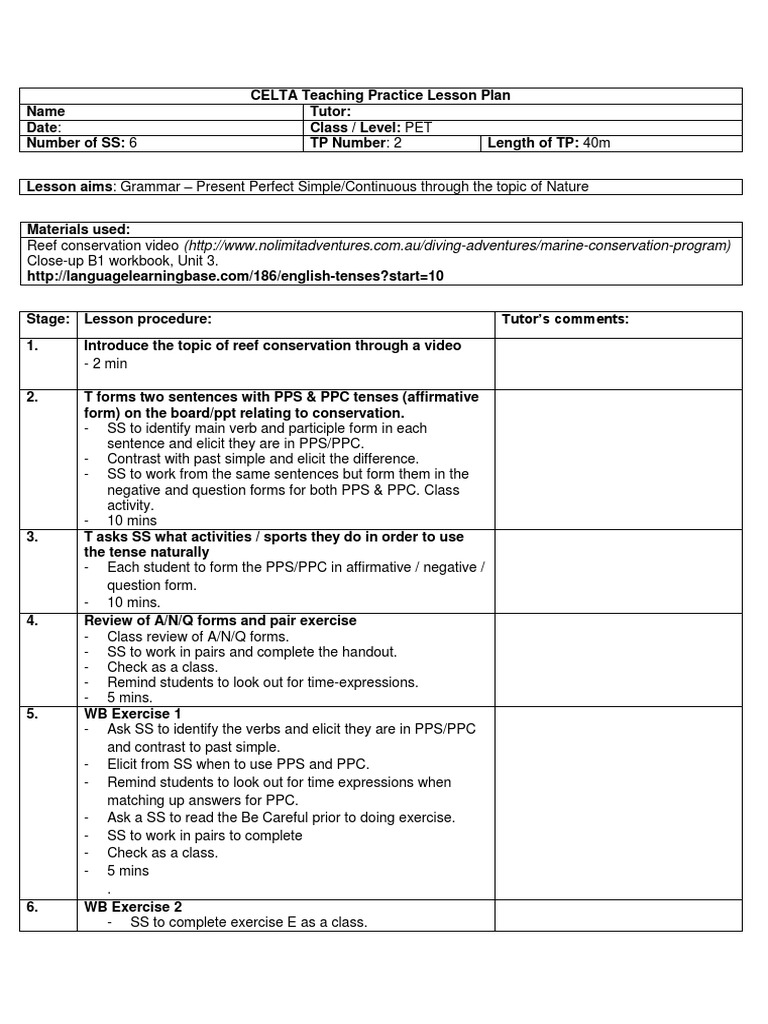 Lessson Plan PPS PPC | PDF | Lesson Plan | Grammatical Tense