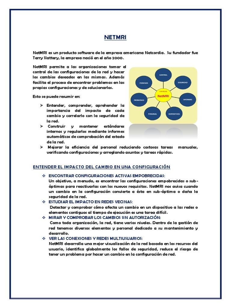 NETMRI Concepto | PDF | Red de computadoras | Software