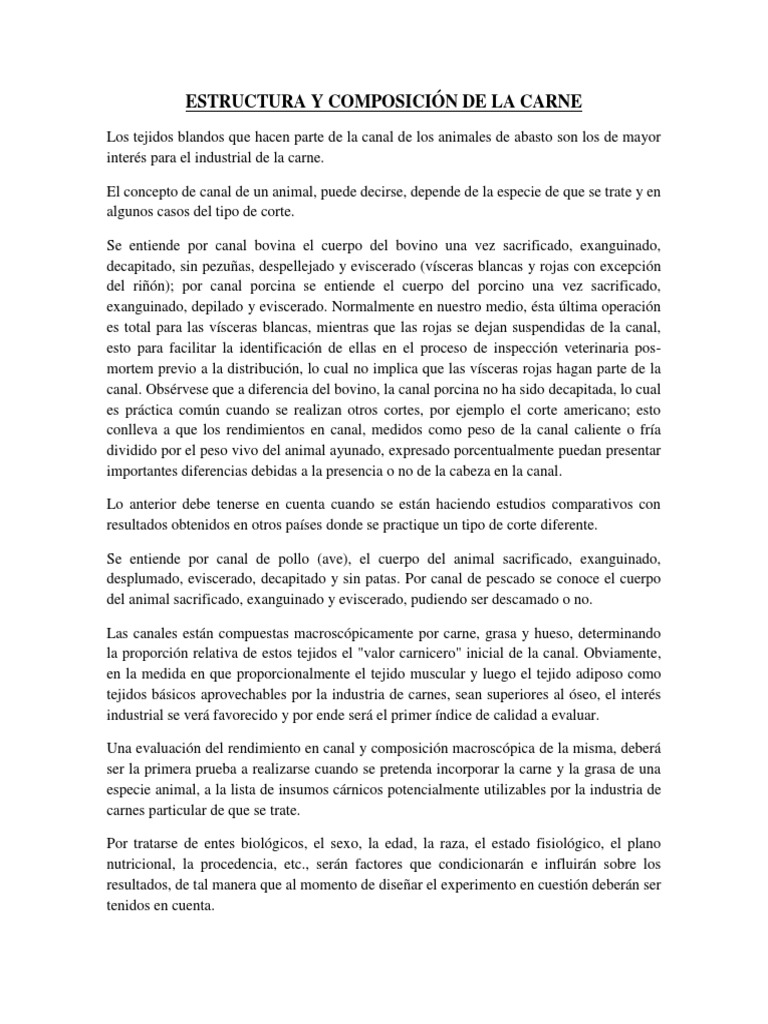 Estructura y Composición de La Carne | PDF | Lípido | Músculo