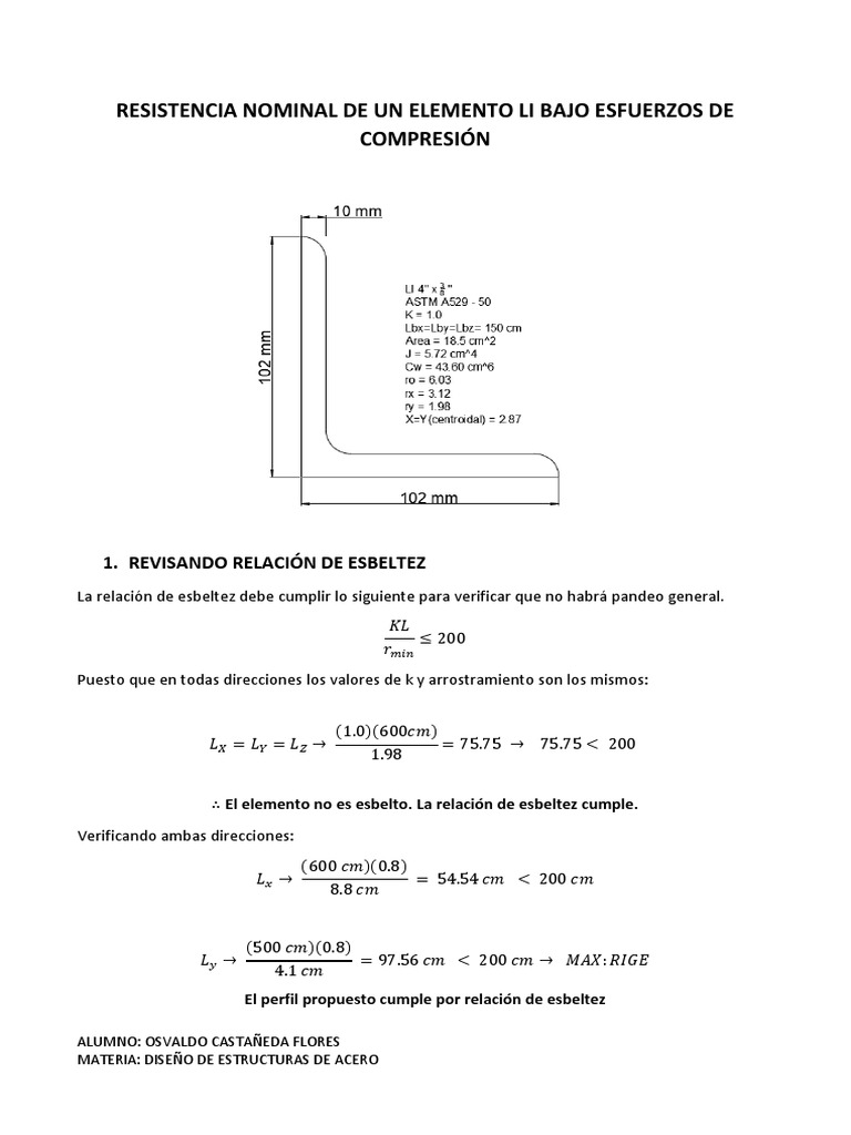 Resistencia Compresión en Acero | PDF | Pandeo | Mecanica clasica