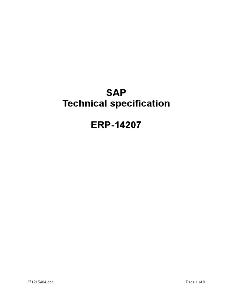 Technical Specification For ERP-14207 | PDF | Interface (Computing) | Specification (Technical ...