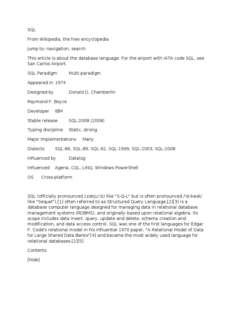 SQL Full | PDF | Sql | Relational Database