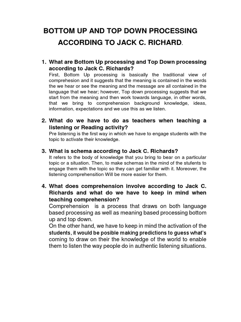 Bottom Up and Top Down Processing | PDF