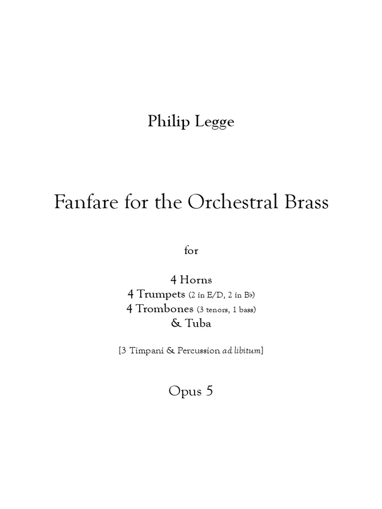 Fanfare For The Orchestral Brass: Philip Legge | PDF | Elements Of ...