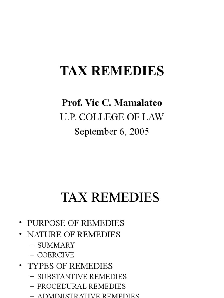 Tax Remedies Principles and Cases | PDF | Statute Of Limitations | Tax ...