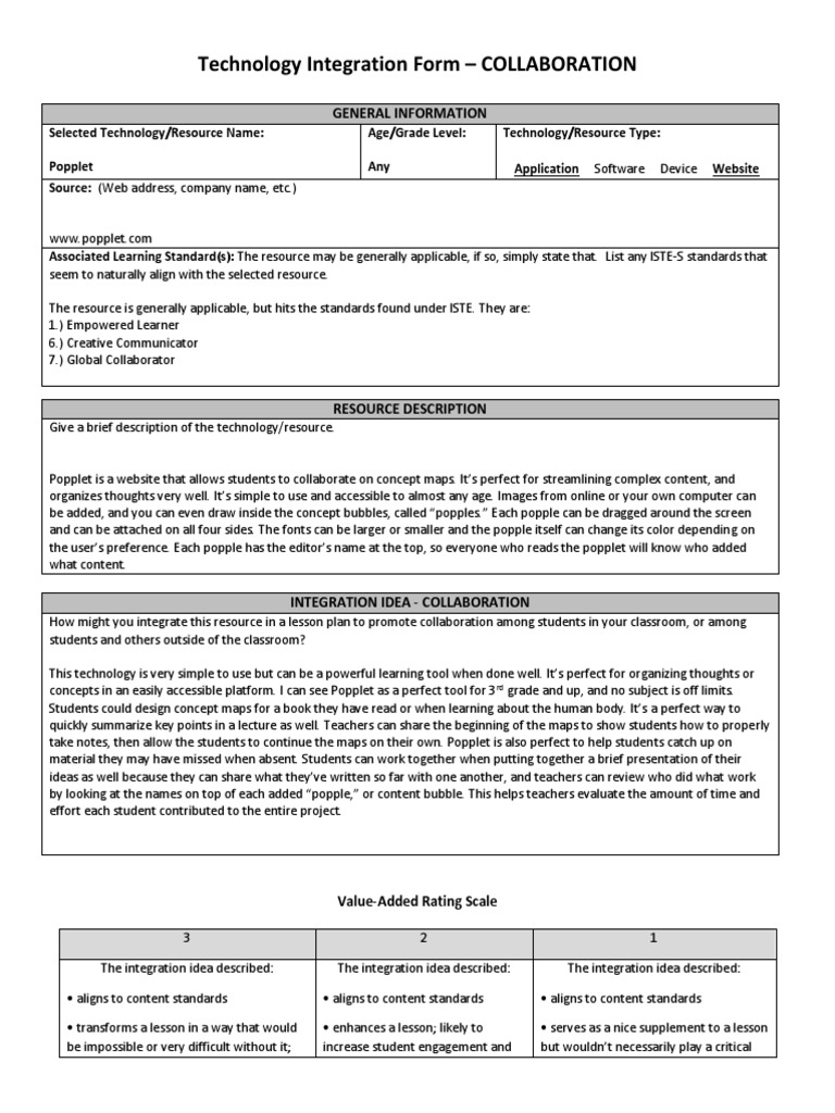 Technology Integration Template-Collaboration | PDF | Communication ...