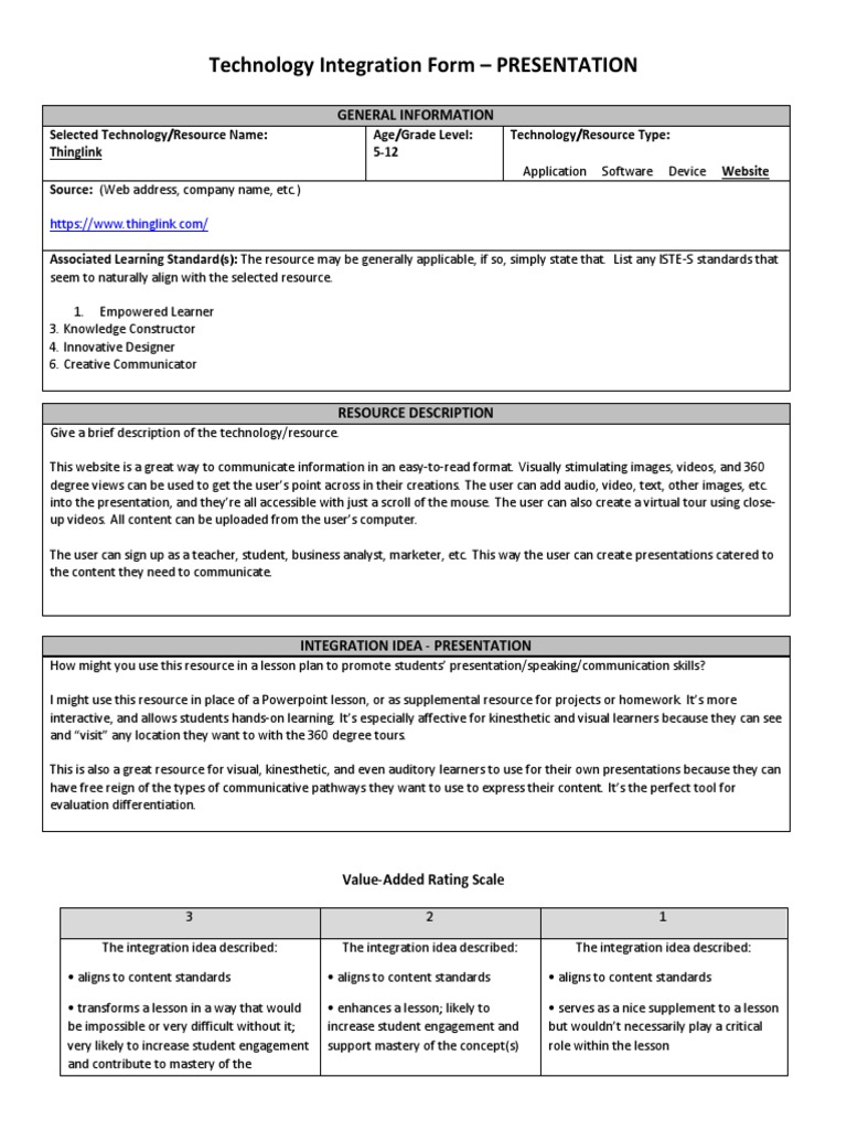 Technology Integration Template-Presentation | Download Free PDF | Teaching | Computing