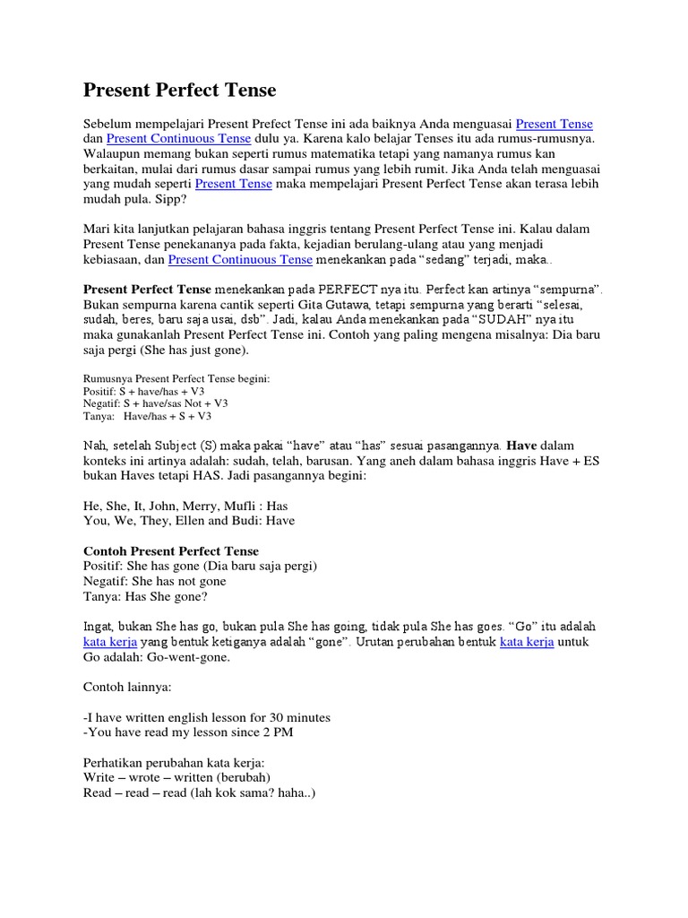 Present Perfect Tense | PDF