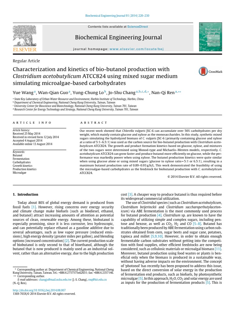 2.bio Butanol Production | PDF | Chemistry | Energy And Resource