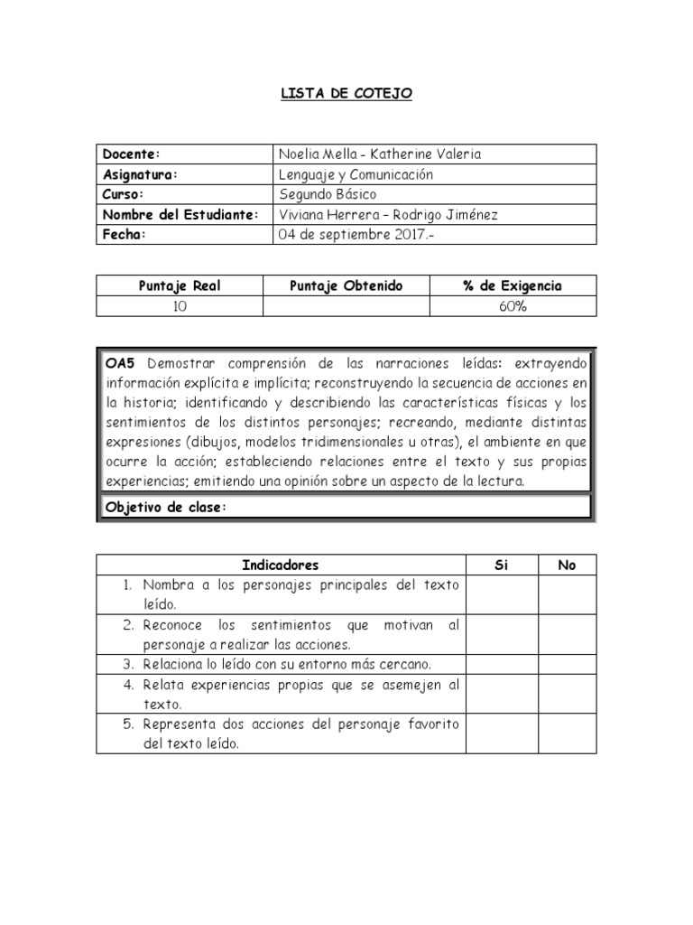 Pauta de Cotejo Cpeip | PDF