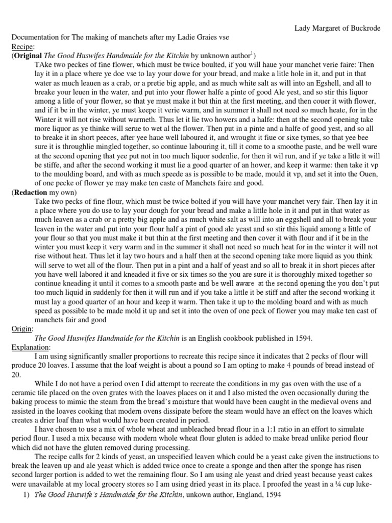 1594 Manchet Bread Recipe Guide | PDF | Flour | Breads