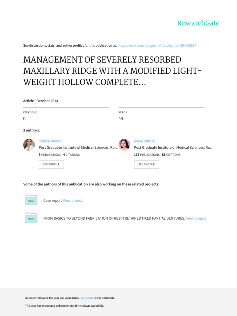 Management of Severely Resorbed Maxillary Ridge With A Modified Light ...