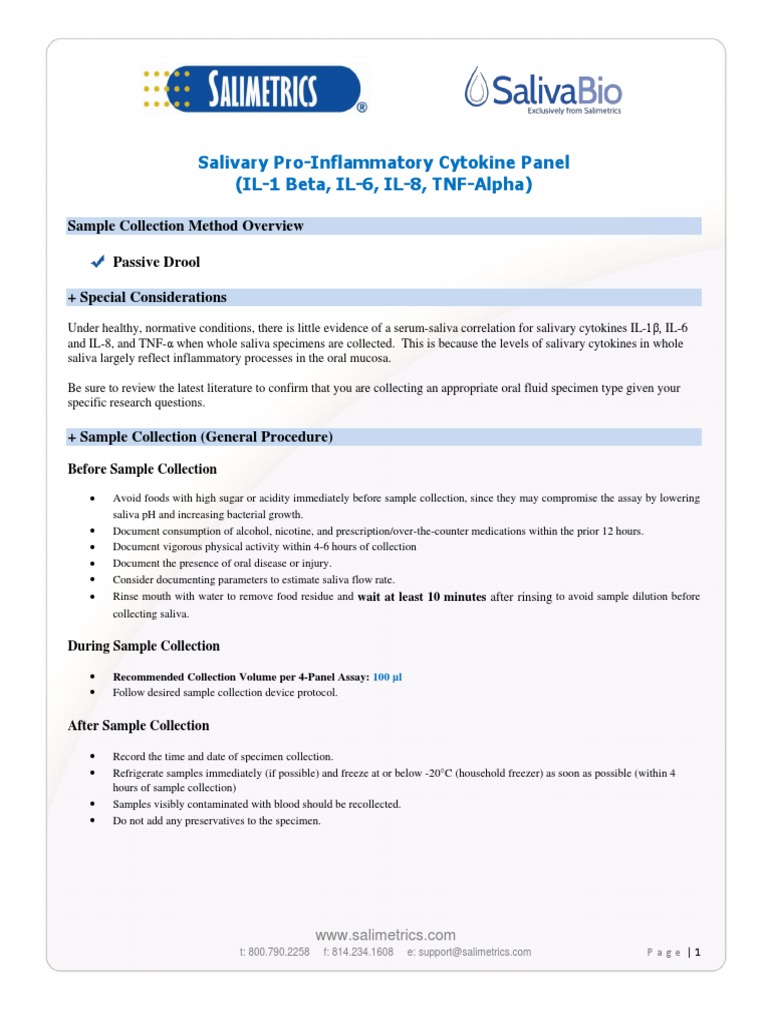 Saliva Cytokine Panel Collection | PDF