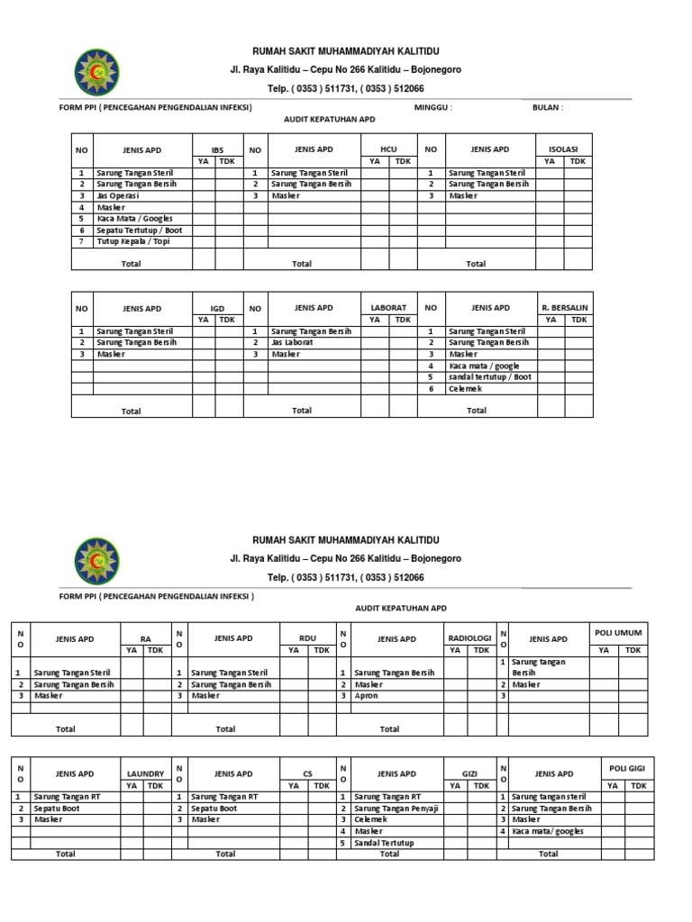 Form Audit Apd Tiap Unit | PDF