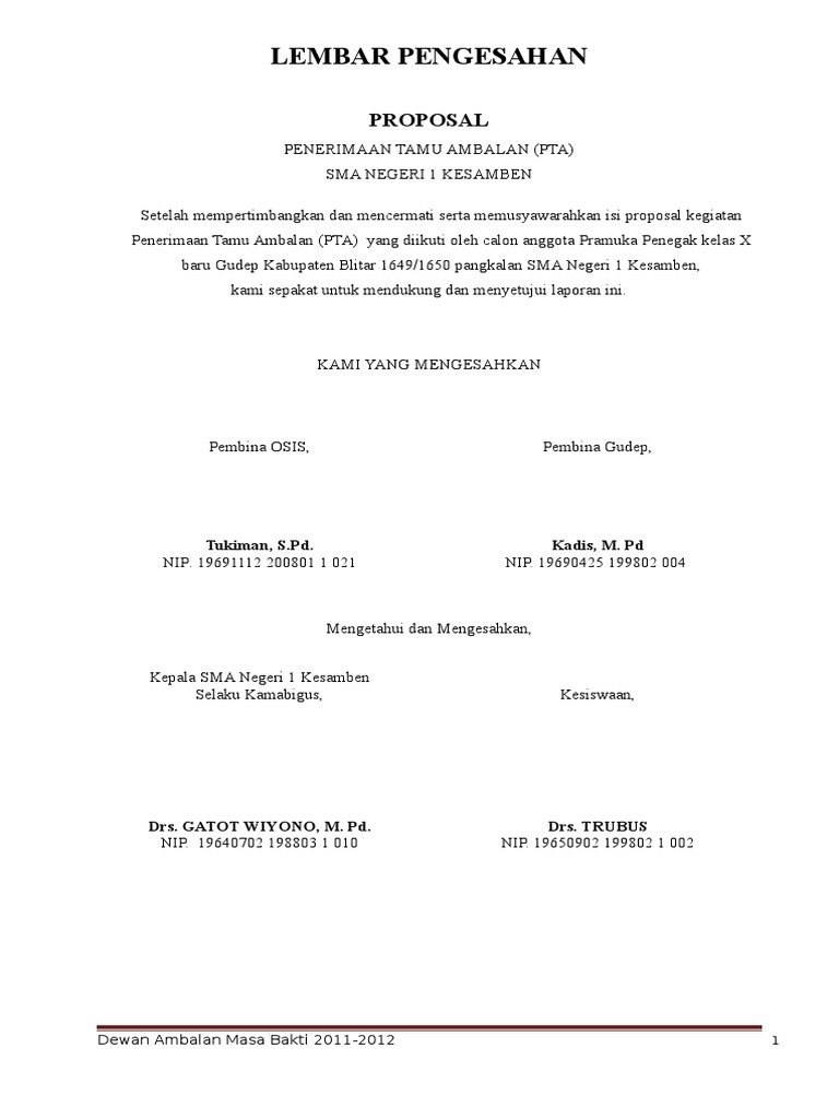 Proposal Pta 2012 | PDF