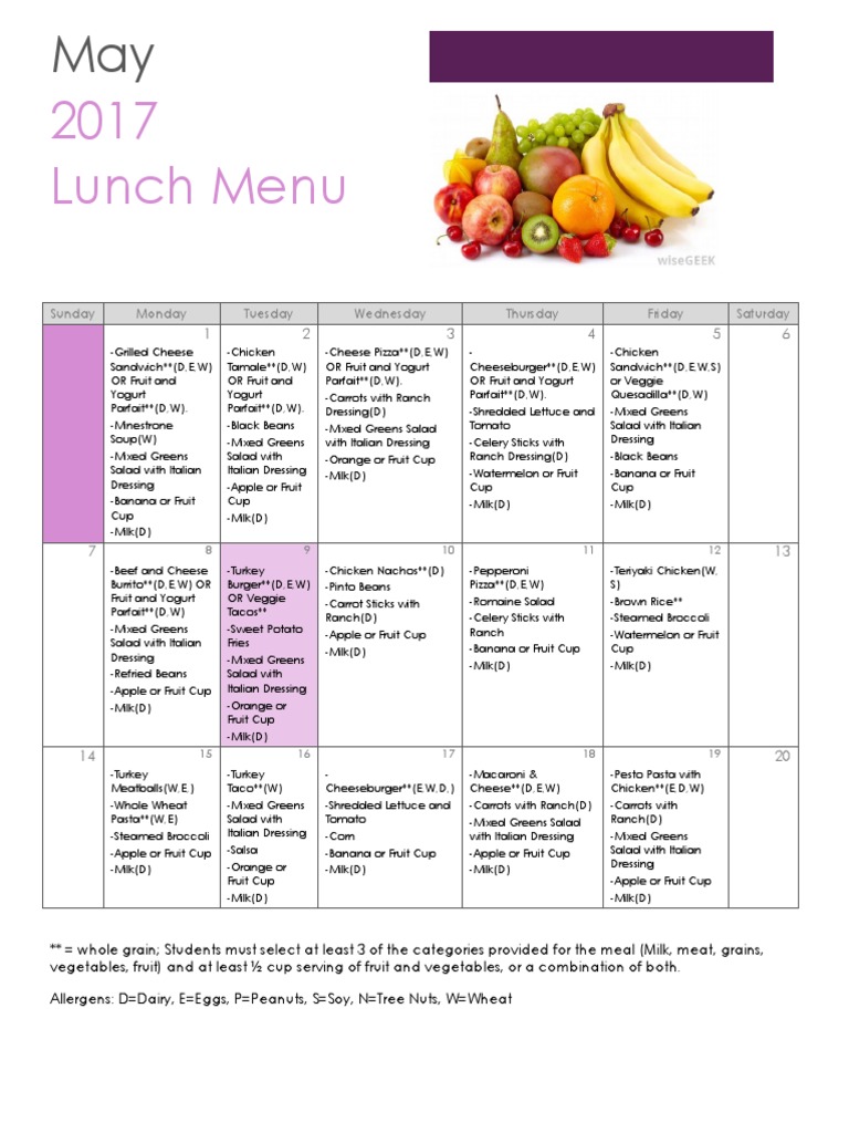 Cycle Menu | PDF | Salad | Pasta