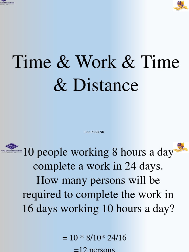 Time & Work & Time & Distance | PDF | Speed | Physical Quantities